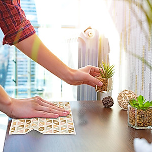 Whaline 6Pcs Boho Swedish Dishcloths for Kitchen Geometric Reusable Absorbent Dish Towels Washable Quick Drying Minimalism Style Cotton Cloth for Kitchen Cleaning Baking Cooking, 6.7 x 7.7 Inch