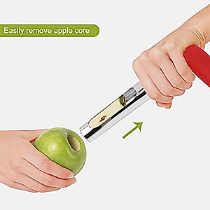 KUFUNG Apple Corer - Easy to Use Durable Apple Corer Remover for Pears, Bell Peppers, Fuji, Honeycrisp, Gala and Pink Lady Apples - Stainless Steel Best Kitchen Gadgets Cupcake Corer (M, Red)