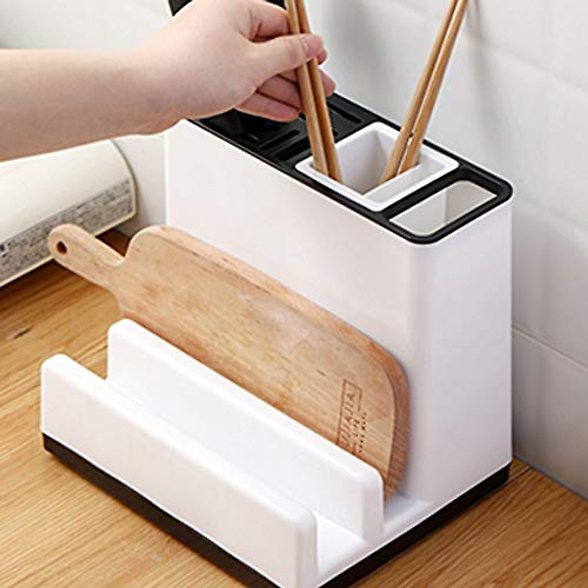 GANFANREN Kitchen Utensil Plastic Scissors Knife Holder Cutting Board Holder Draining Rack Storage Shelf Organizer Chopping Knife Rack