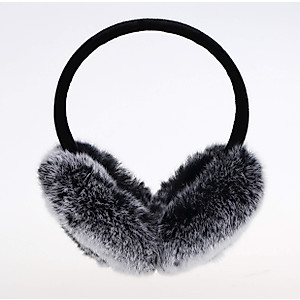 Rabbit Hair Winter Earmuff for Women, Soft and Warm (Black)
