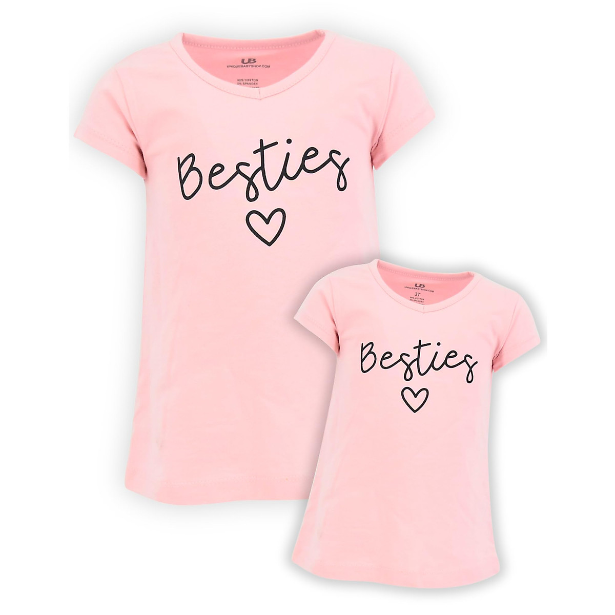 Besties Matching Mommy and Me Outfits Mom Daughter Shirts Mothers Day Outfits Mama Mini Clothing (S, Pink)
