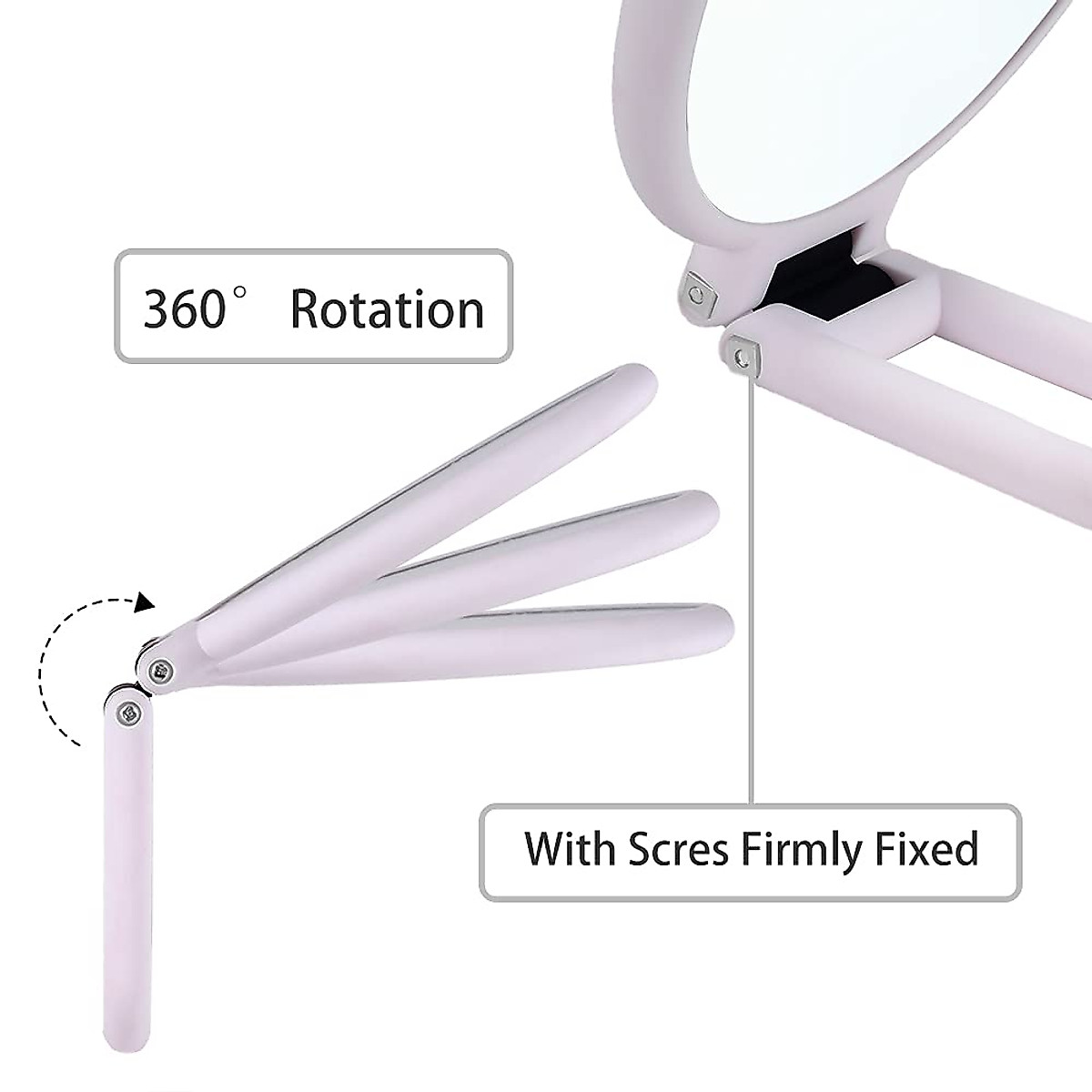 LOTIKO 1x 10x Magnifying Handheld Mirror,Travel Folding Hand Held Mirror,Double Sided Pedestal Magnification and True Image Makeup Mirror, Portable Vanity Cosmetic Mirror for Women （White）