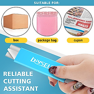 DIYSELF Box Cutters, 12 Pack Box Cutter Retractable, Box Cutter Knife with Single Edge Razor Blade, Utility Knife All Metal Shell, Box, Letter Opener for Packages, Boxes, and Paper, Work Knife for Men