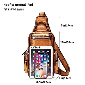 NIUCUNZH Genuine Leather Sling Bag Vintage Handmade Crossbody Bags Shoulder Backpack Hiking Daypack Travel Pack Brown