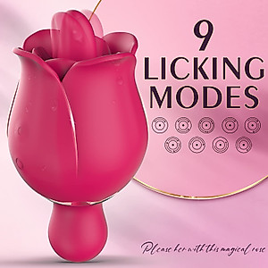 Rose Toy Vibrator for Women, Clitoral Tongue Licking Toy Mini Small Vibrators with 9 Modes & 9 Powerful Vibration, Waterproof Adult Sex Toys for Couples