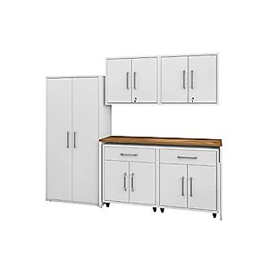 Manhattan Comfort Eiffel 6-Piece Garage Storage Set in White