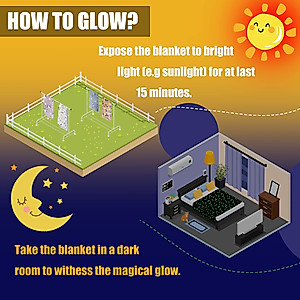 Glow in The Dark Throw Blanket, Luminous Unicorns Blanket for Boys Girls, Super Soft Fuzzy Plush Flannel Furry Fleece Blanket, Perfect for Bed or Sofa, Personalized Kids Gifts (Rainbow, 50" x 60")