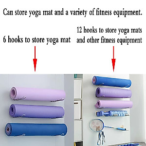 Locci Yoga Mat Holder, Yoga Mat Holder Wall Mount, Home Gym Storage 6 PCS Wall Rack Organizer (Rainbow)