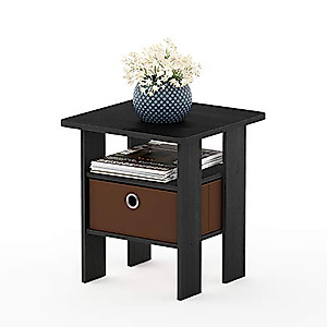Furinno Andrey End Table / Side Table / Night Stand / Bedside Table with Bin Drawer, Americano/Medium Brown