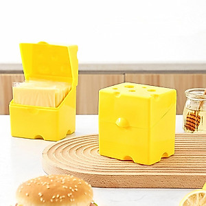CREHNIL Cow Cheese Slice Holder Storage Container For Refrigerator Sliced Shredded Keeper Containers For Fridge (Yellow)