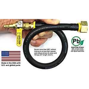 Winterize Sprinkler System, Outdoor Faucet, RV, Camper, and Travel Trailer: Air Compressor Plug To Garden Hose Faucet Blow Out Adapter (Lead-Free Brass) with Male-to-Male Fitting, 20" Long