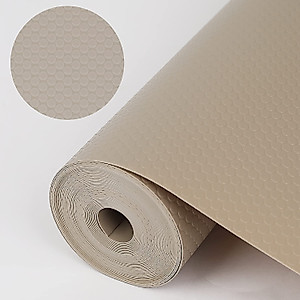WochiTV Shelf Liner for Cabinets, Drawer 11.8 Inch x 10 Feet, Non Adhesive EVA Plastic Washable and Waterproof Mat for Kitchen, Pantry, Bathroom Closet, Cupboard, Drawer, Khaki