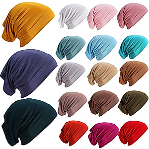 JenPen 18 Pcs Hijab Undercap Scarf Hijab Cap Unisex Dreadlock Cap Turbans Women Stretch Under Caps Solid Color Hijab Cap(Fresh Color)