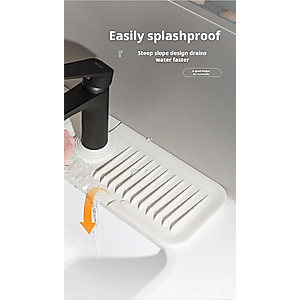 Silicone Draining Mat for Sink Kitchen Sink Splash Guard Longer Silicone Faucet Drainer Pad, Sink Protectors for Kitchen Sink Mat, Sponge Holder for Kitchen Sink Accessories