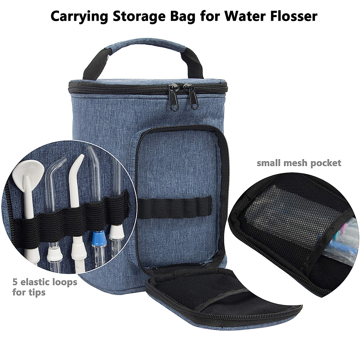 PACMAXI Carrying Bag for Waterpik Water Flosser, Portable Storage Bag for Water Flosser and Accessories Suitable for Travelling, Trips, Camping (Dark Blue)