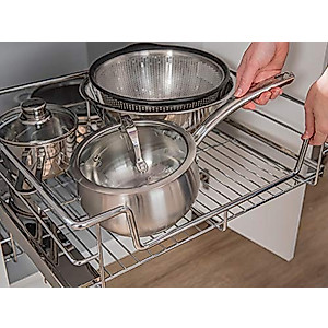 NewAge Products Home Cabinet 36 in. Pull-Out Basket, Kitchen Cabinet Pull Out Organizers, Heavy Duty Steel Under Cabinet Storage Sliding Drawer, Chrome Finish, 80613