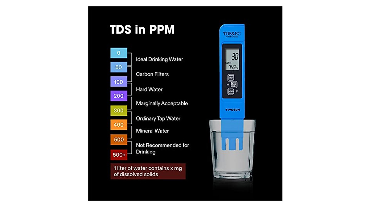 VIVOSUN 3-in-1 TDS EC & Temperature Meter - Accurate Water Testing Tool