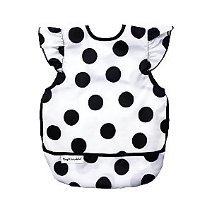 Tiny Twinkle Mess Proof Toddler Bib - Waterproof Baby Apron - Machine Washable - PVC, BPA, & Phthalate Free - Great Travel Bib for Baby Eating - Toddler Food Bibs (French Dot, Large 2-4 Years)