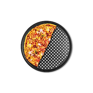 Fox Run Pizza Pan and Crisper, set of 2, Black
