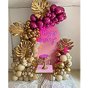Metallic Magenta/Purple Red and Gold Balloons Garland Arch Kit, Metallic Magenta/Purple Red Sand White and Gold Balloon Garland Kit for Bachelorette Party Birthday Wedding Baby Shower Decorations