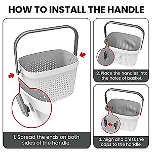 TAILI Portable Shower Caddy Basket Tote, Plastic Shower Basket with Handle, Dorm Room Essentials Toiletry Caddy for Dorm College Bathroom Cleaning Camping, Grey