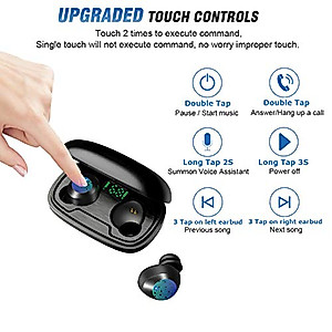WELUV Wireless Earbuds in-Ear Bluetooth 5.0 Stereo Sound HiFi Touch Control TWS Earphones with Charging case Noise Cancellation Deep Bass Headphones Waterproof for Sport Workout Office Gym