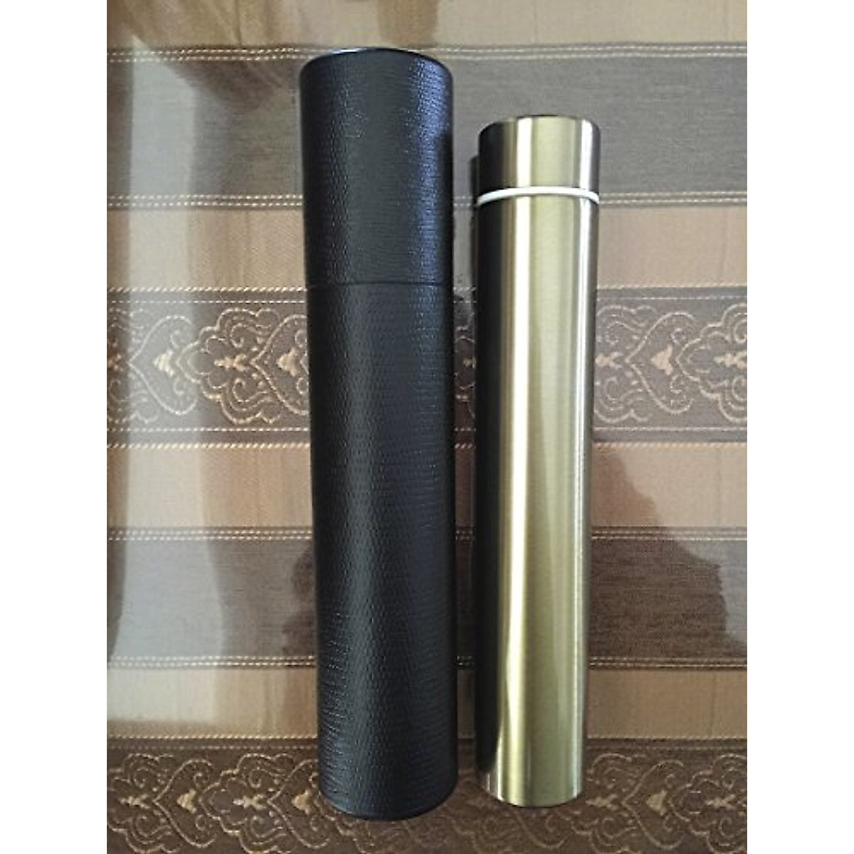 ChezMax Slim Thin Stainless Steel Vacuum Insulated Thermos Water Bottle Leak Proof Eco-Friendly Travel Thermos Cup Sports Drink Bottle 8.8 oz Gold