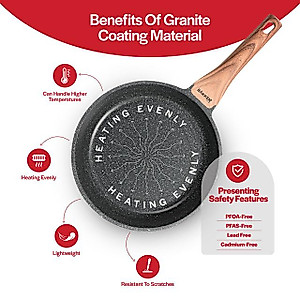 Bakken-Swiss 14-Piece Kitchen Cookware Set – Granite Non-Stick – Eco-Friendly – for All Stoves & Oven-Safe - Marble coatin