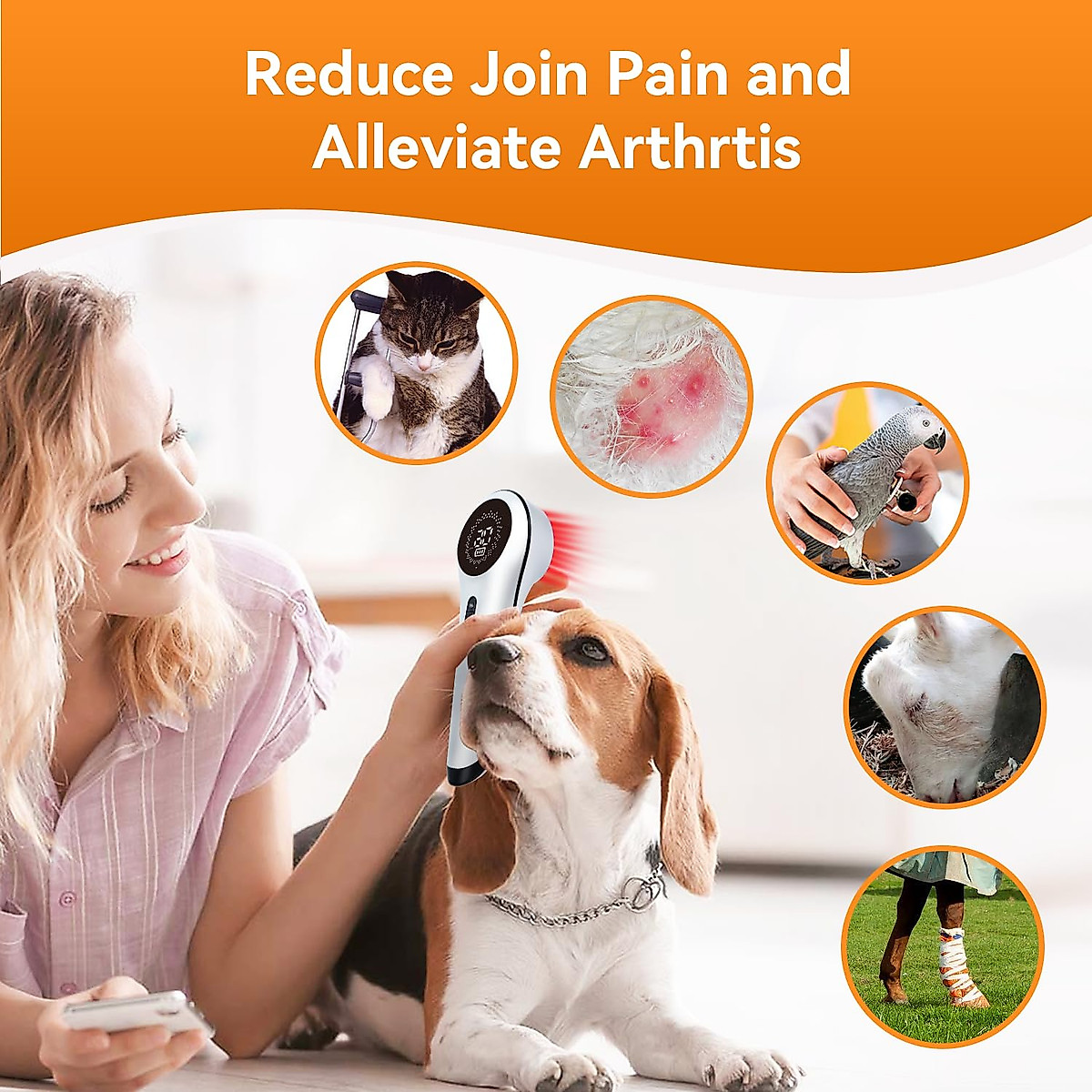 BETISBE Cold Laser Therapy for Pet Animals Vet Muscle & Joint Pain Relief Wound Healing Care，Reduces Inflammation，Near Infrared Light Therapy Device for Dogs Cats Horses with Upgrade Magneti Cover