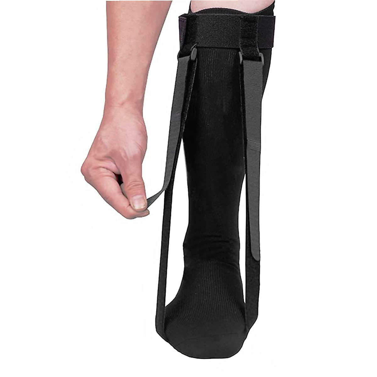 Plantar Fasciitis Night Splint Sock, Adjustable Dual Strap Design Dorsiflexion Night Splint Compression Socks Sleeping Stretch Sock for Fascia, Tendon and Calf Stretching or Arch Pain(L)