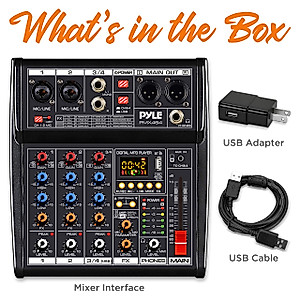 Pyle Professional DJ Audio Mixer Controller - 4-Channel DJ Controller Sound Mixer w/DSP 16 Preset Effects, USB Interface, 2 XLR Mic/Line Input, AUX, FX Processor MP3 Player, Headphone Jack PMX464