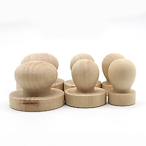 Healifty 5pcs 2.5cm Stamp Wooden Round Handle DIY Stamp Wood knobs,Drawer pulls and knobs for Scrapbooking Craft Card Diary