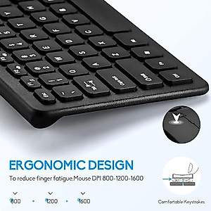 Guiheng Wireless Keyboard and Mouse Combo, Compact Quiet Wireless Keyboard and Mouse Set 2.4G Ultra-Thin Sleek Design for Windows, Computer, Desktop, PC, Notebook, Laptop (Black01)