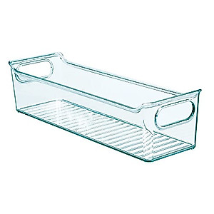 mDesign Slim Plastic Nursery Storage Container Bins with Handles for Organization in Pantry, Cabinet, Closet or Cubby Shelves - Organizer for Baby Food, Bibs, Formula, and Burp Cloths - 4 Pack, Blue