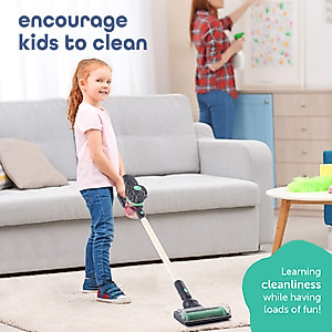 Kids Vacuum, Toy Vacuum Cleaner for Toddler with Lights & Sounds, Cord-Free Pretend Play Housekeeping Vacuum Toys with Working Suction, Great Gifts for Toddlers, Boys and Girls, Ages 3+