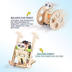 STEM Kits for Kids Ages 8-10-12, Robot Building Crafts Kit for Boys Age 6-8, Wood Science Projects, 3D Wooden Puzzles, Woodworking Model Stem Toys for 5 6 7 8 9 10 11 12 13+