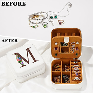Yesteel Birthday Gifts for Women Mom Grandma, Monogram Travel Jewelry Case Jewelry Box Jewelry Organizer, Travel Essentials Travel Accessories for Women Initial C
