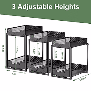 𝗡𝗲𝘄𝗲𝘀𝘁 Metal Under Sink Organizer and Storage, Bathroom Cabinet Organizer, 2 Tier Pull Out Under Cabinet Storage, Black Slide-Out Undersink Organizer for Kitchen/Home, Under Counter Organizer
