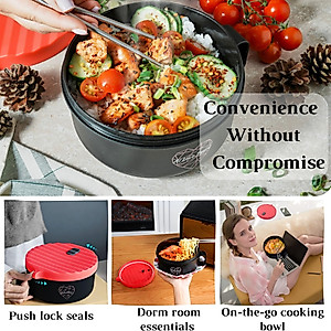 AI LOVE PEACE Microwave Ramen Bowl with Lid - Microwavable Noodle Cooker Container for Dorm Essentials, Ramen Maker, Meal Prep Microwave Safe Instant Noodles Soup Bowl - BPA Free, Dorm Room Gift (Red)
