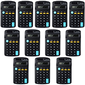 12 Pieces Pocket Size Mini Calculators Handheld Angled 8-Digit Display Calculator Basic Standard Calculators Small Accounting Desktop Calculator for Office School and Home