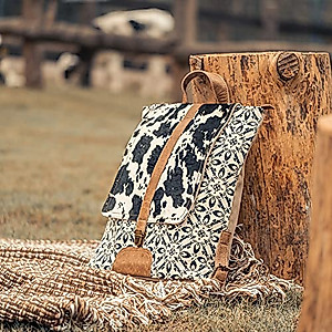 ANNGOTI Women's Canvas & Cowhide Backpack Fashion Bookbag, Chic Vintage Style Daypack Made with Genuine Leather, Large Interior with Multiple Inner Pockets