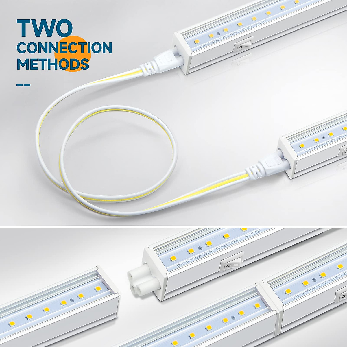 Barrina Grow Lights for Indoor Plants, 5000K White Full Spectrum Grow Light, 1ft Plant Growing Lamp, T5 Grow Light Strip, Plug and Play, 4-Pack