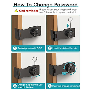 I-EASYDWW Cabinet Password Hasp Lock, Cabinet Keyless Lock with Screws, Cabinet Combination Lock for Small Door, Cabinets, Barn Door, Bathroom, Outdoor, Garage, Garden, Black, 2 Pack