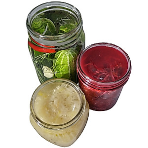 6 Pack - Large glass fermentation weights for wide mouth Mason jars. Preservation and Pickling. Dishwasher safe. Gift box included. Premium Presents brand