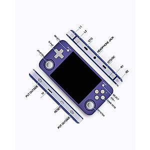 RG351P Handheld Game Console, Retro Game Console Open Linux System 3.5 Inch IPS Screen, Portable Game Console with 64G TF Card and 2500+ Video Game Classic Games 3500mAh Battery (Purple)