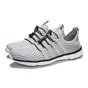 DLGJPA Women's Lightweight Quick Drying Water Shoes for Beach or Water Sports Slip On Walking Shoes LightGrey 11