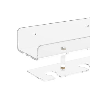 Hexsonhoma 16.5'' Wall Mount Wine Rack with Glass Holder, Hanging Wine Glass Rack, Clear Acrylic Wall Bar Shelf for Wine, Glass, Plants, Pictures, Corkscrews