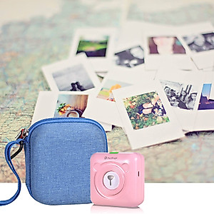 BTOPCASE Hard EVA Storage Case for PeriPage Mini Pocket Wireless BT Thermal Printer (Blue-Grey Villus Inside)