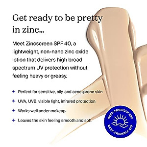 Supergoop! Zincscreen - 1.7 fl oz - SPF 40 PA+++ 100% Mineral Face Lotion & Broad Spectrum Sunscreen - Non-nano Zinc Oxide for Daily UV Protection - Lightweight, Blendable Formula with Pink Hue