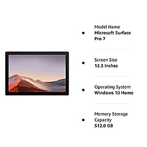 Microsoft Surface Pro 7 Tablet 12.3" Touchscreen, Intel Core i7-1065G7, Intel Iris Plus Graphics, 16GB LPDDR4X SDRAM, 512 GB SSD, Windows 10 Home, Black (Renewed)